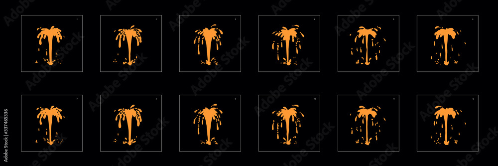 dust fall animation effect. water fall sprite sheet game, cartoon ...