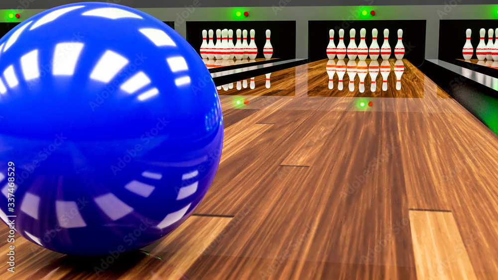 Bowling. Bowling alley. Bowling balls and skittles. Stock-Illustration ...