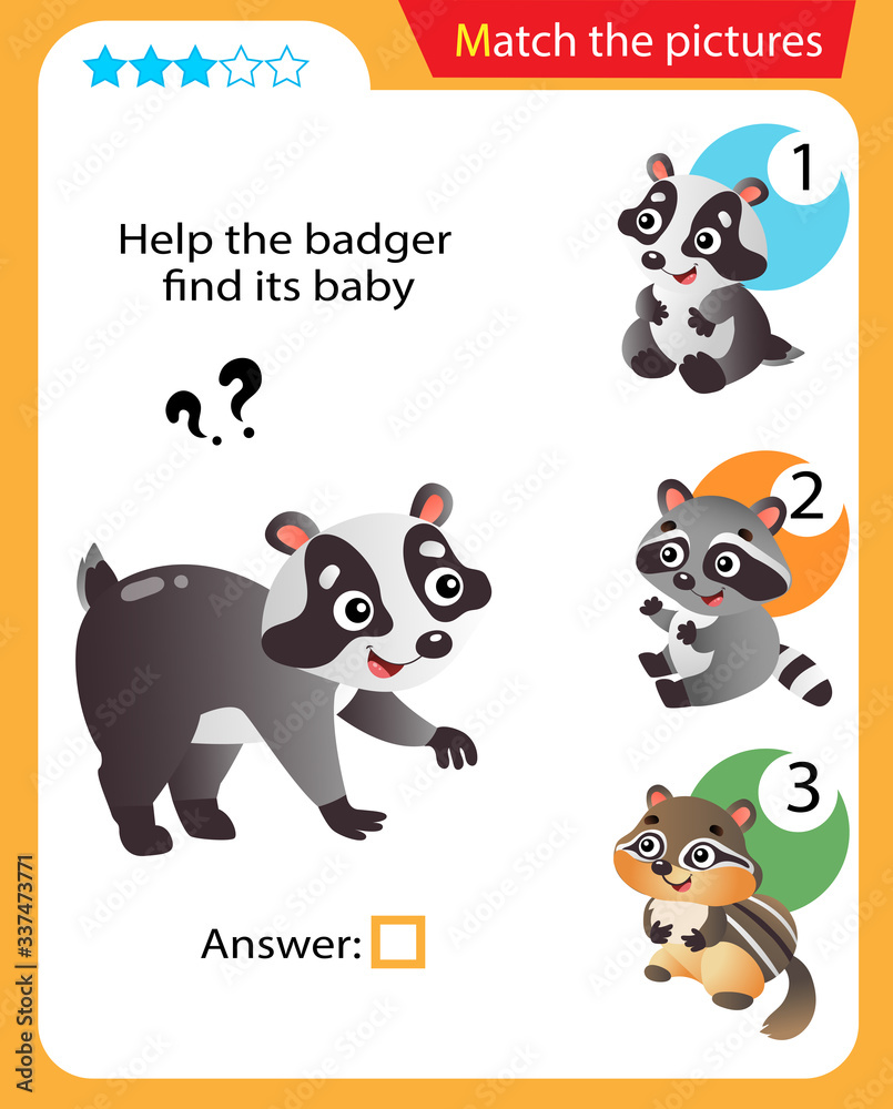 Matching game, education game for children. Puzzle for kids. Match the ...