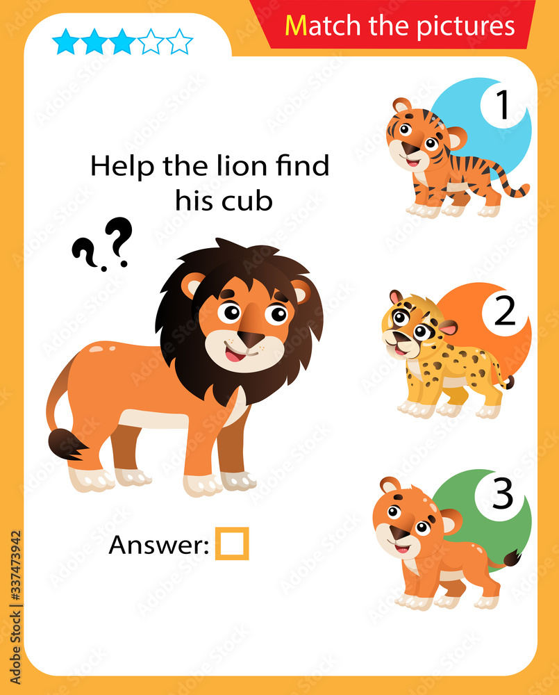 Matching game, education game for children. Puzzle for kids. Match the ...