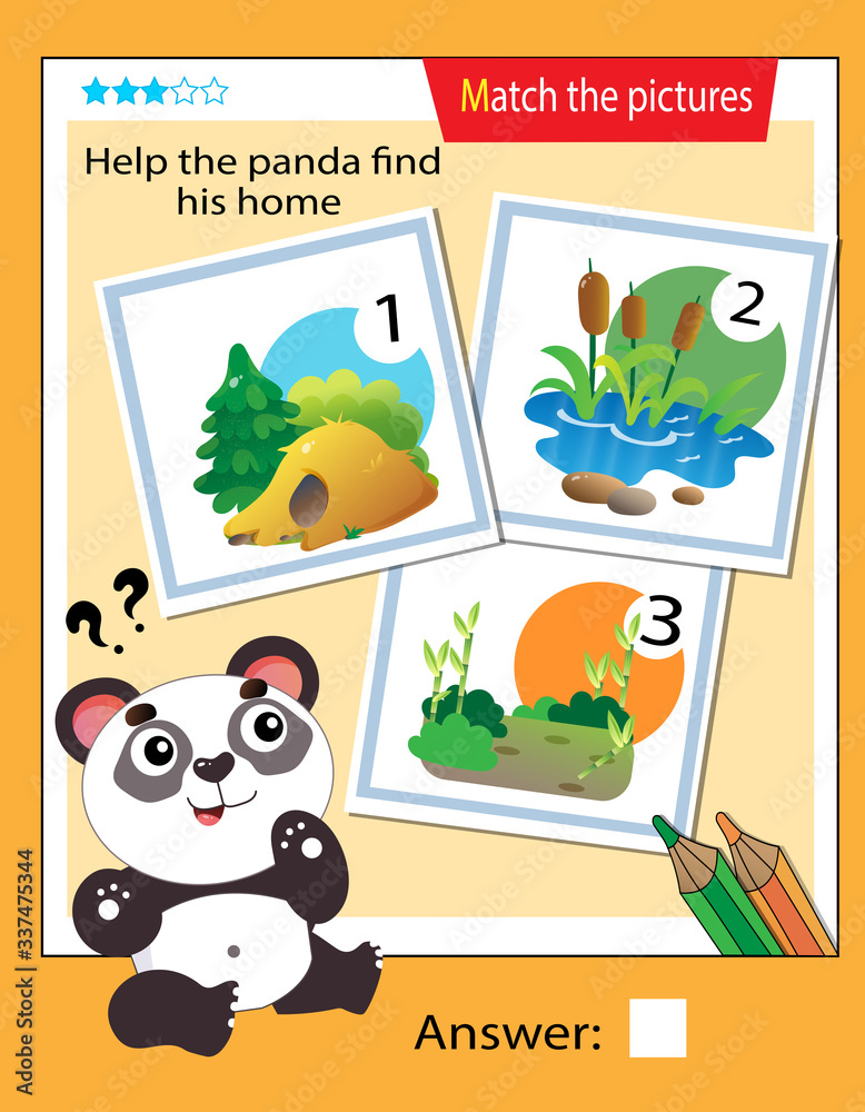 Matching game, education game for children. Puzzle for kids. Match the ...