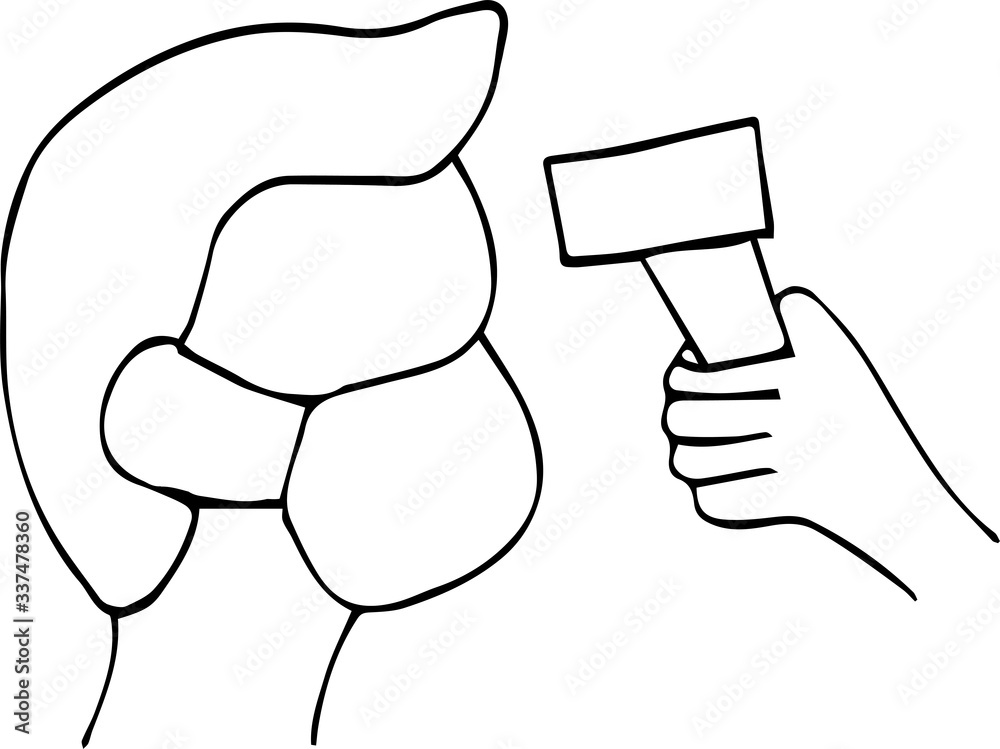 Line drawing people checking body temperatures measure pneumonia ...