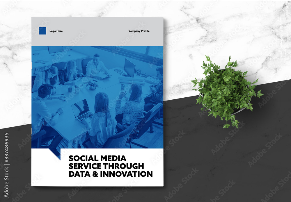 Company Profile Portfolio Layout with Blue Accents Stock Template ...