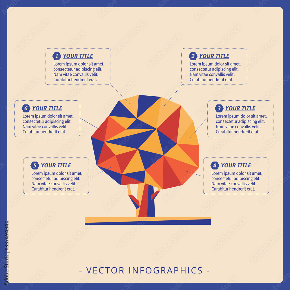 Editable infographic template of tree silhouette diagram with titles ...