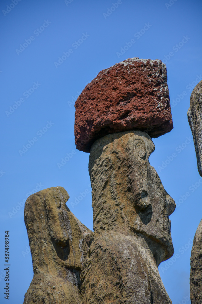 Details of Ancient maoi statues at Tongariki, largest collection of ...
