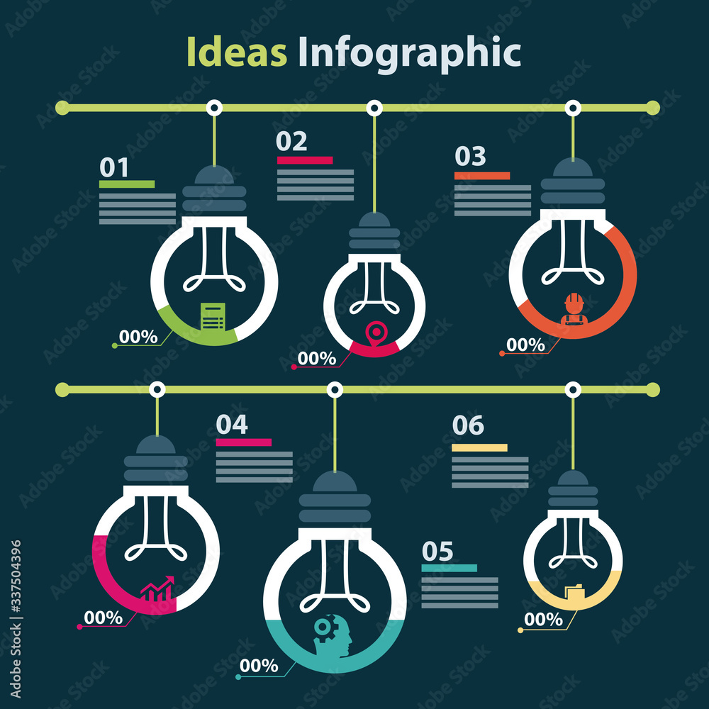 Infografía de íconos de Focos que Representan Ideas Stock Vector ...