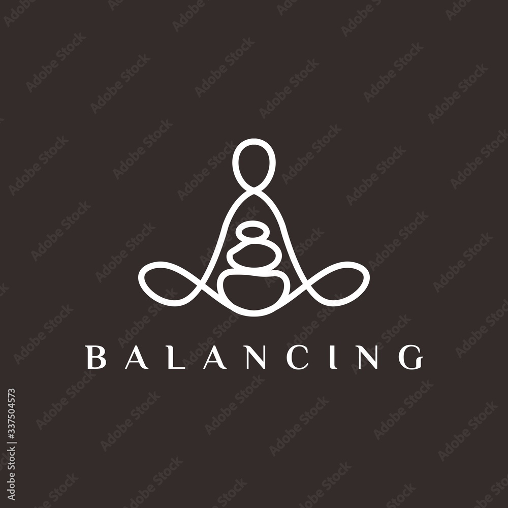 meditation and piles of pebbles form a balance formed from simple lines ...