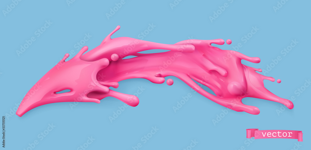 Sweet pink splash. 3d realistic vector object Stock Vector | Adobe Stock
