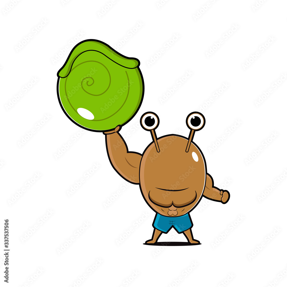 cartoon character of a powerful slug by lifting the shell Stock Vector ...