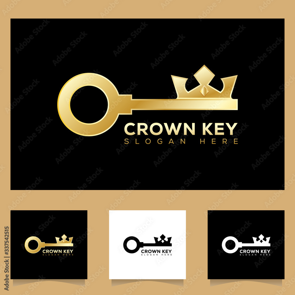 crown key logo concept, king key real estate logo design with business ...