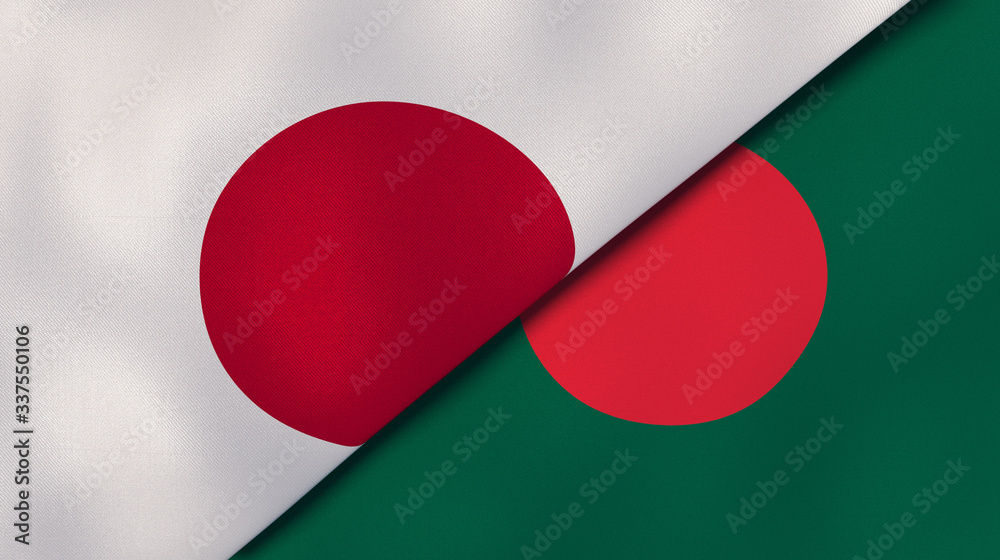 The flags of Japan and Bangladesh. News, reportage, business background ...
