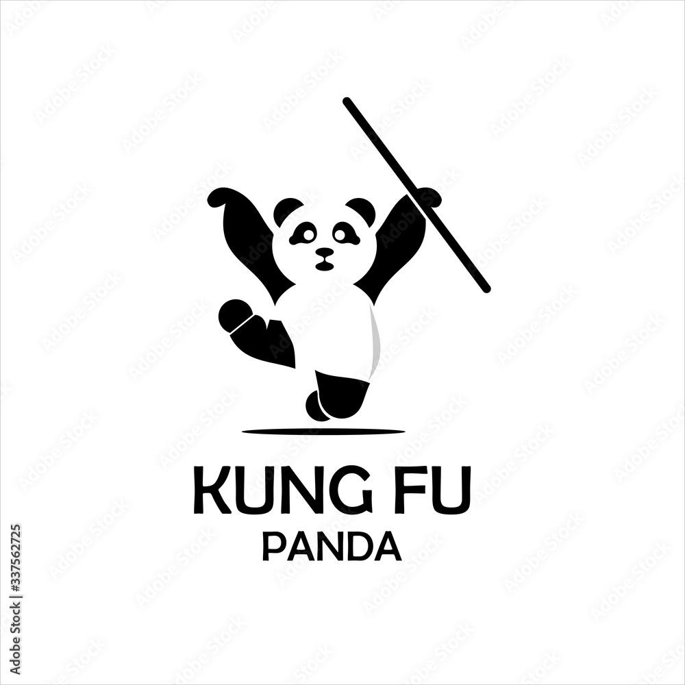 Logo Panda Cartoon Character in Kung Fu Actions. vector de Stock ...