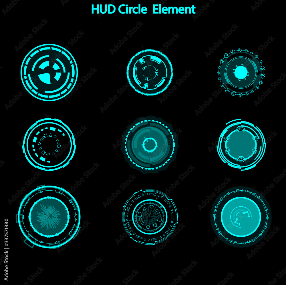 Set of hud circle elements,Futuristic Sci Fi Modern User Interface Set ...