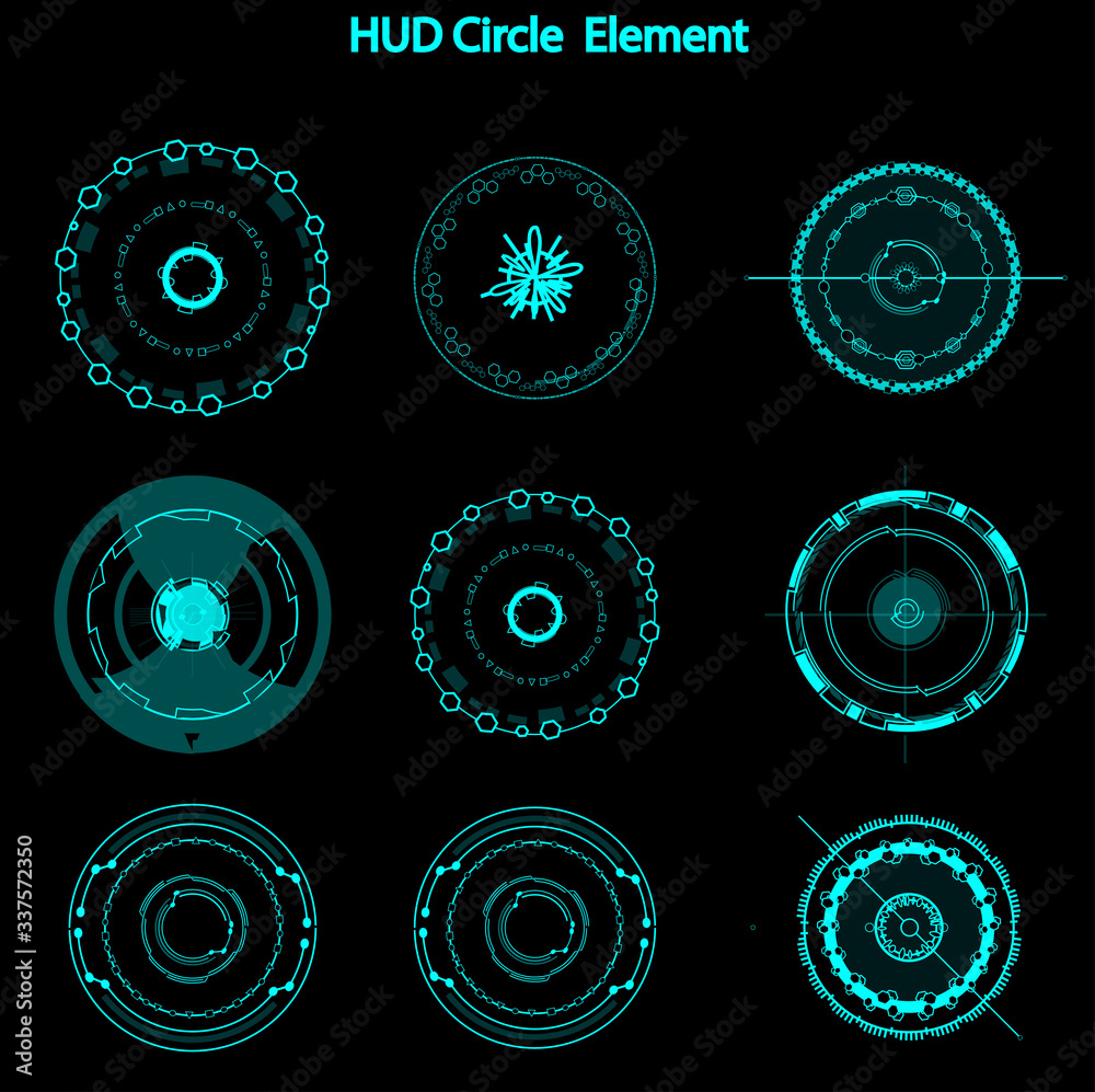 Set of hud circle elements,Futuristic Sci Fi Modern User Interface Set ...