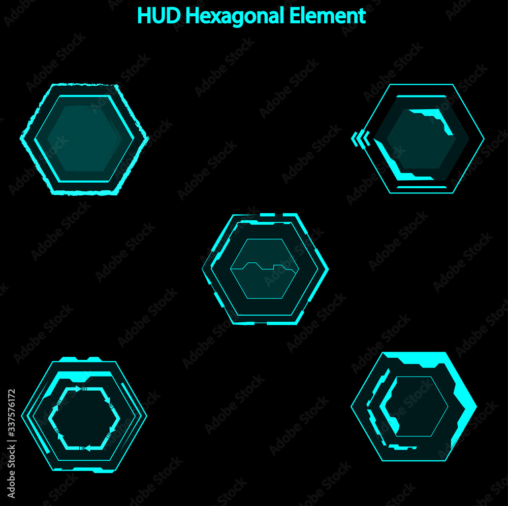 Set of hud hexagon elements,Futuristic Sci Fi Modern User Interface Set ...