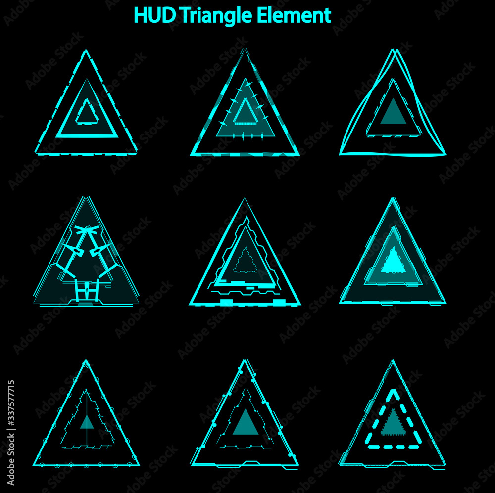 Set of hud triangle elements,Futuristic Sci Fi Modern User Interface ...
