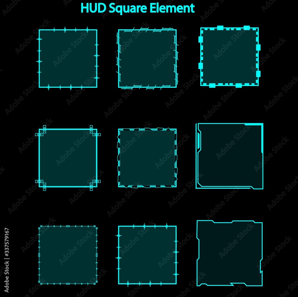 Set of hud square elements,Futuristic Sci Fi Modern User Interface Set ...