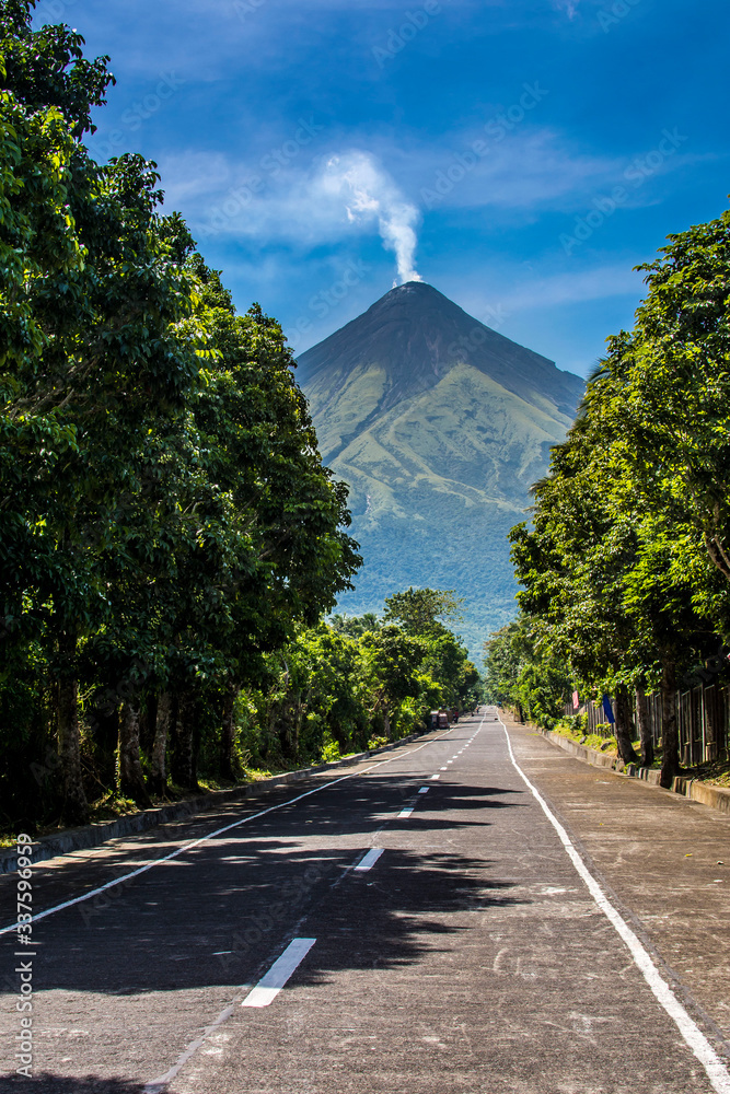 Street going to Mt. Mayon - also known as Mayon Volcano or Mount Mayon ...