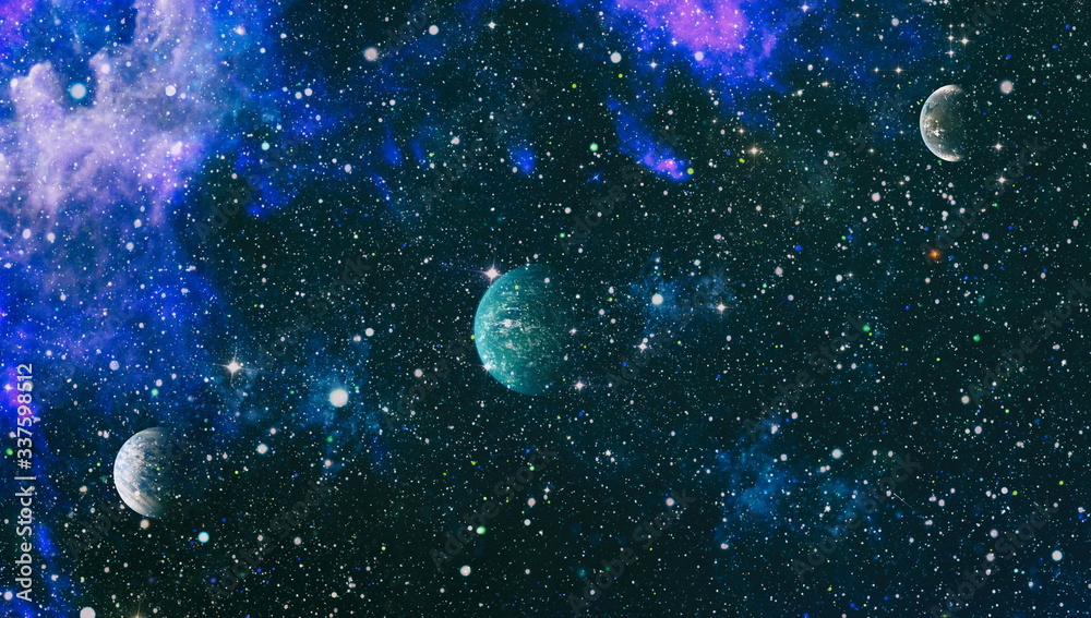 Planets, stars and galaxies in outer space showing the beauty of space ...