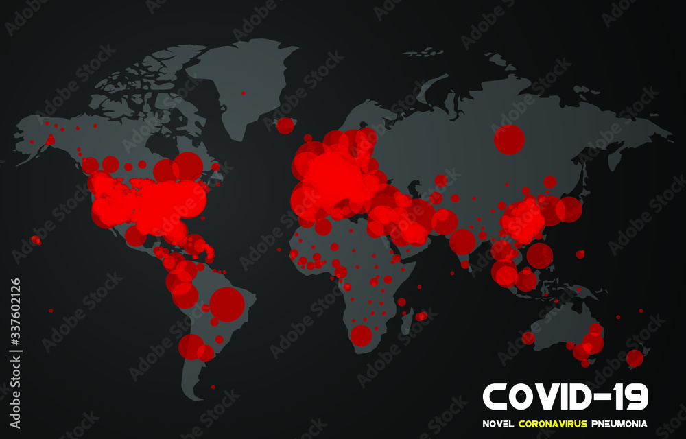 Map of the spread of the COVID-19 virus in the world. Epidemic on the ...