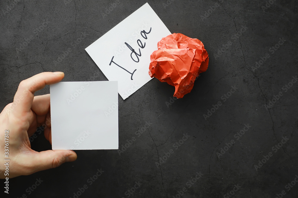 Colored pieces of paper. The concept of creativity and the formation of ...