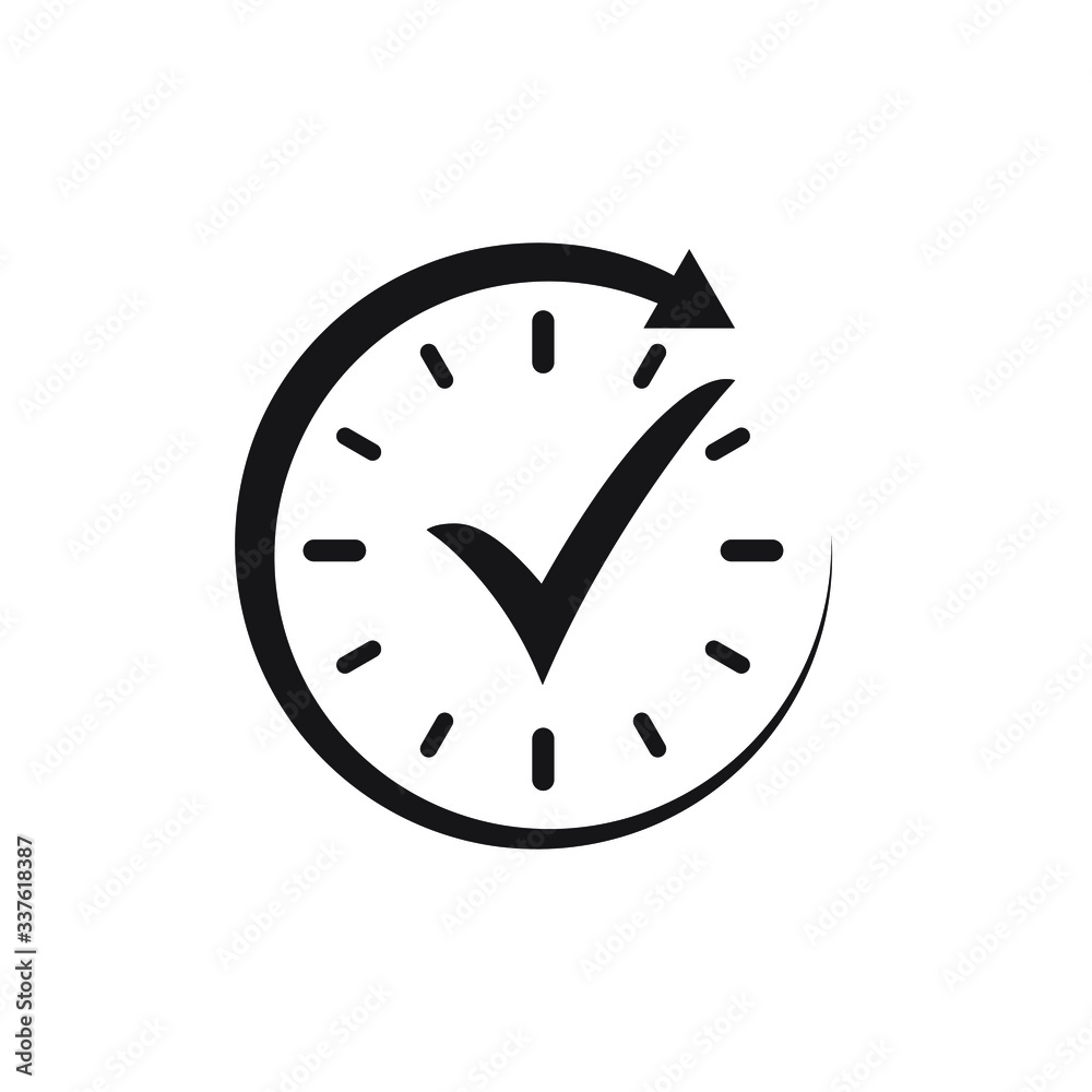 Check mark in clock vector icon Stock Vector | Adobe Stock