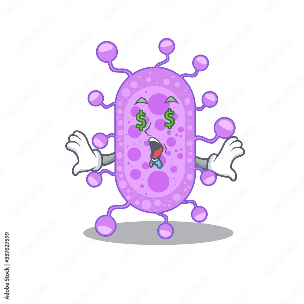 Rich cartoon character design of mycobacterium with money eyes Stock ...