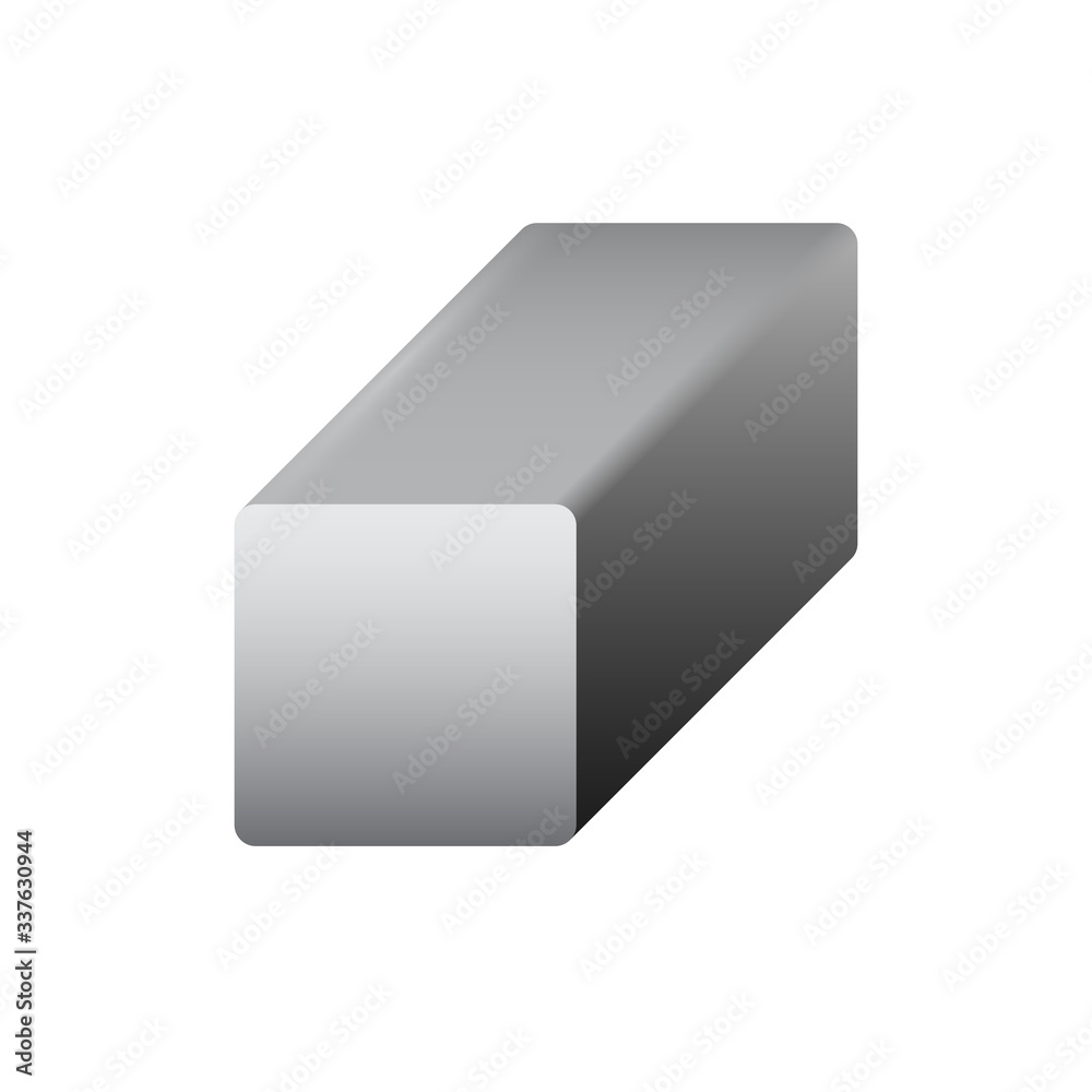 Metal or steel rod bar vector icon. Square profile section shape. That ...