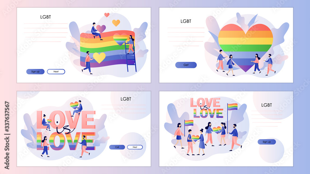 LGBT movement concept. Love is love. Rainbow coloured flag.Screen ...