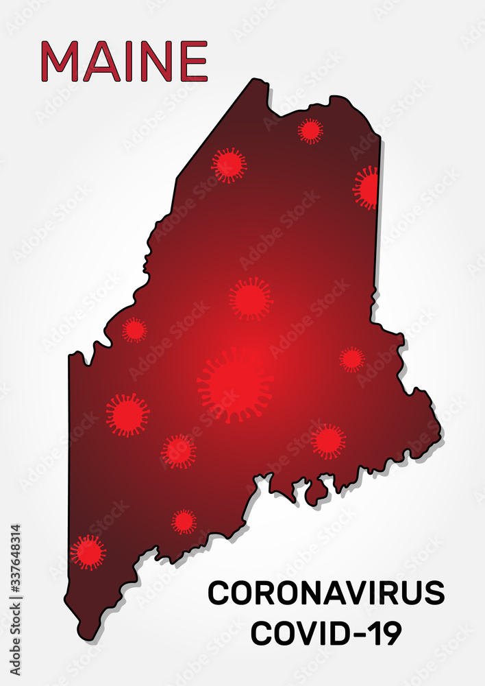 Map of Maine state and coronavirus infection. Concept of disease ...