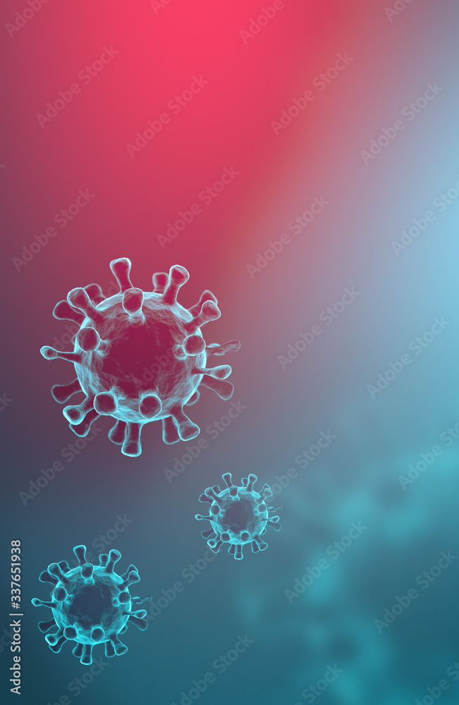 Covid-19, abstraction background with elements of the virus. The ...