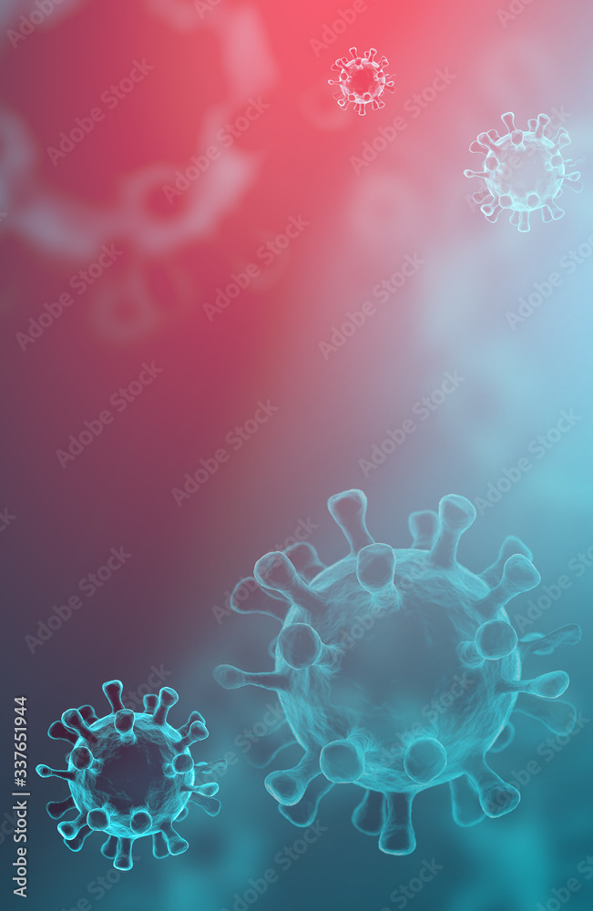 Covid-19, abstraction background with elements of the virus. The ...