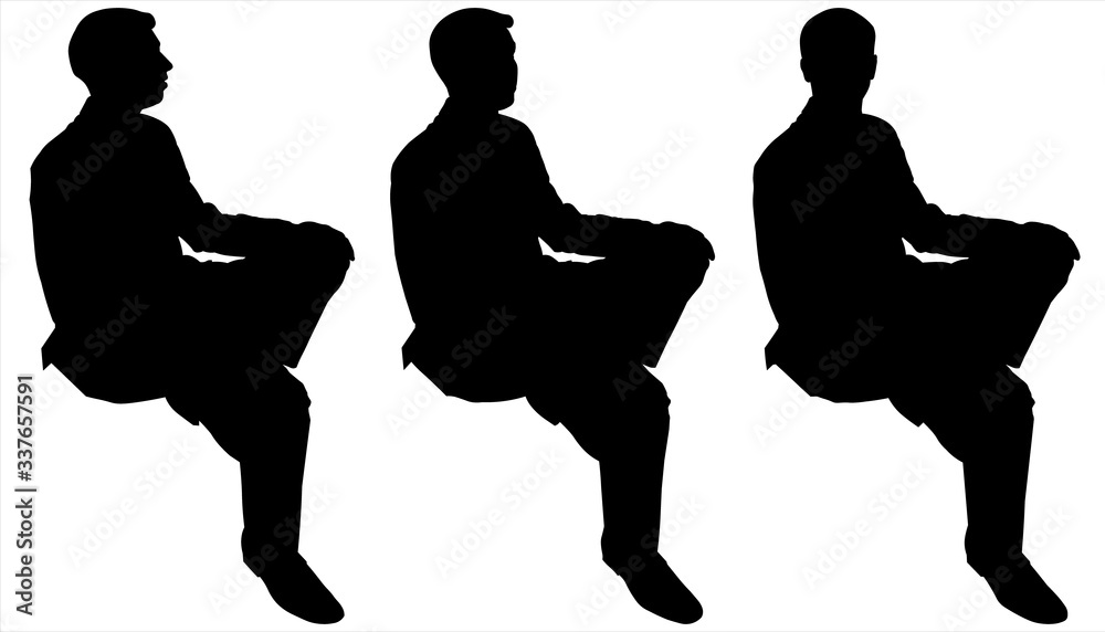 Vector illustration of a sitting man. A businessman in a suit sits ...