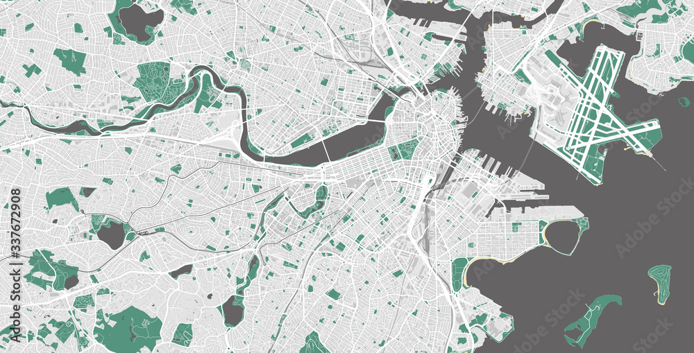 Detailed map of Boston, MA, USA Stock Vector | Adobe Stock
