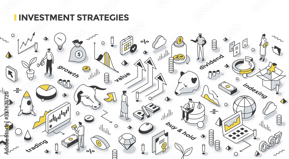 Investment Strategies Isometric Outline Illustration Stock Vector ...