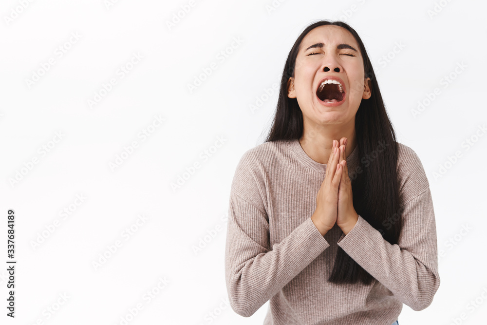 Girl crying her heart out begging for mercy or apology, telling she ...