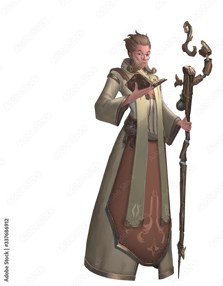 A digital illustration of fantasy old man priest character design ...