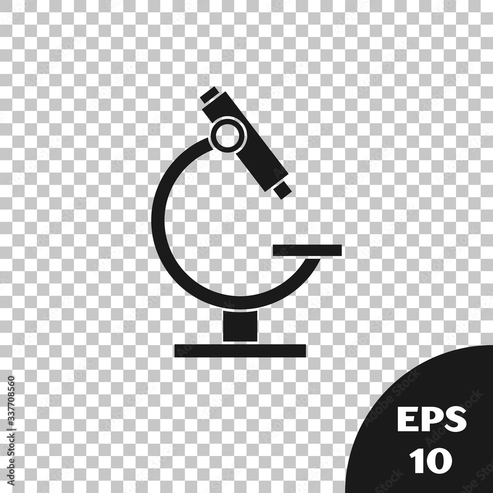 Black Microscope icon isolated on transparent background. Chemistry ...