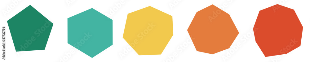 Set of imperfect / unequal polygons with 5 to 9 sides - pentagon ...