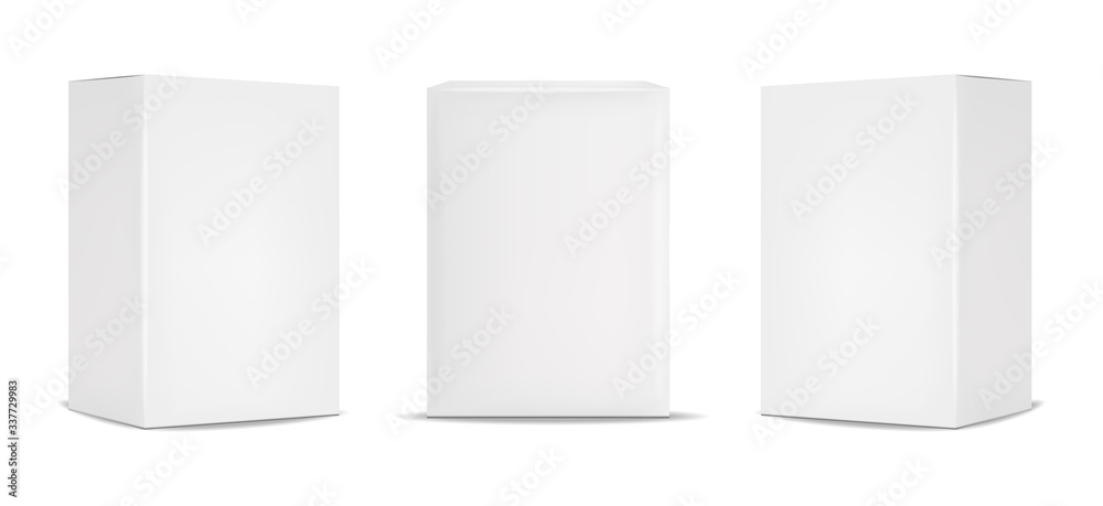 White box packaging set, realistic isolated white background Stock ...