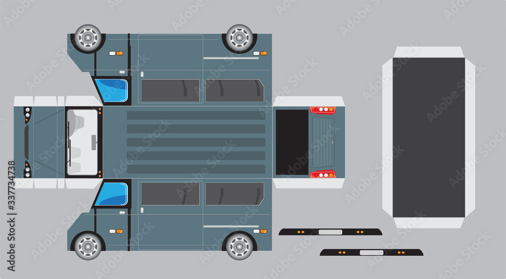 Paper Model cut and glue of Passenger Van Stock Vector | Adobe Stock