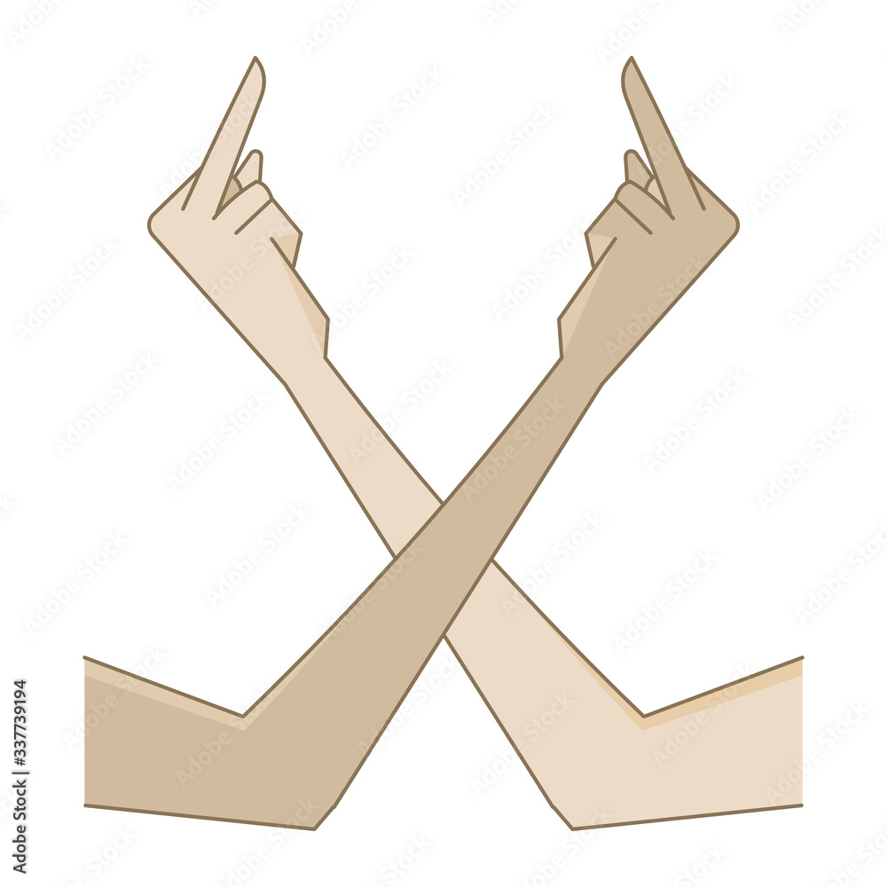 Two hands show middle finger at each other. Flat style illustration ...