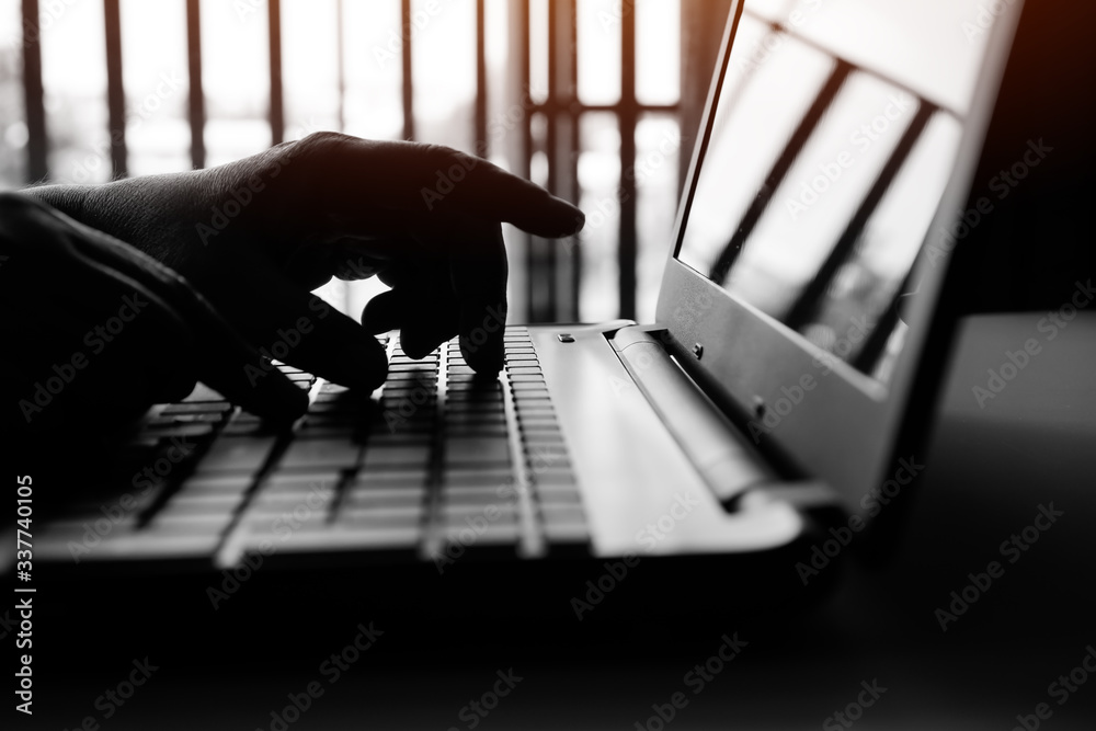 Cyber crime attack on bank, cybercrime reaching through laptop computer ...