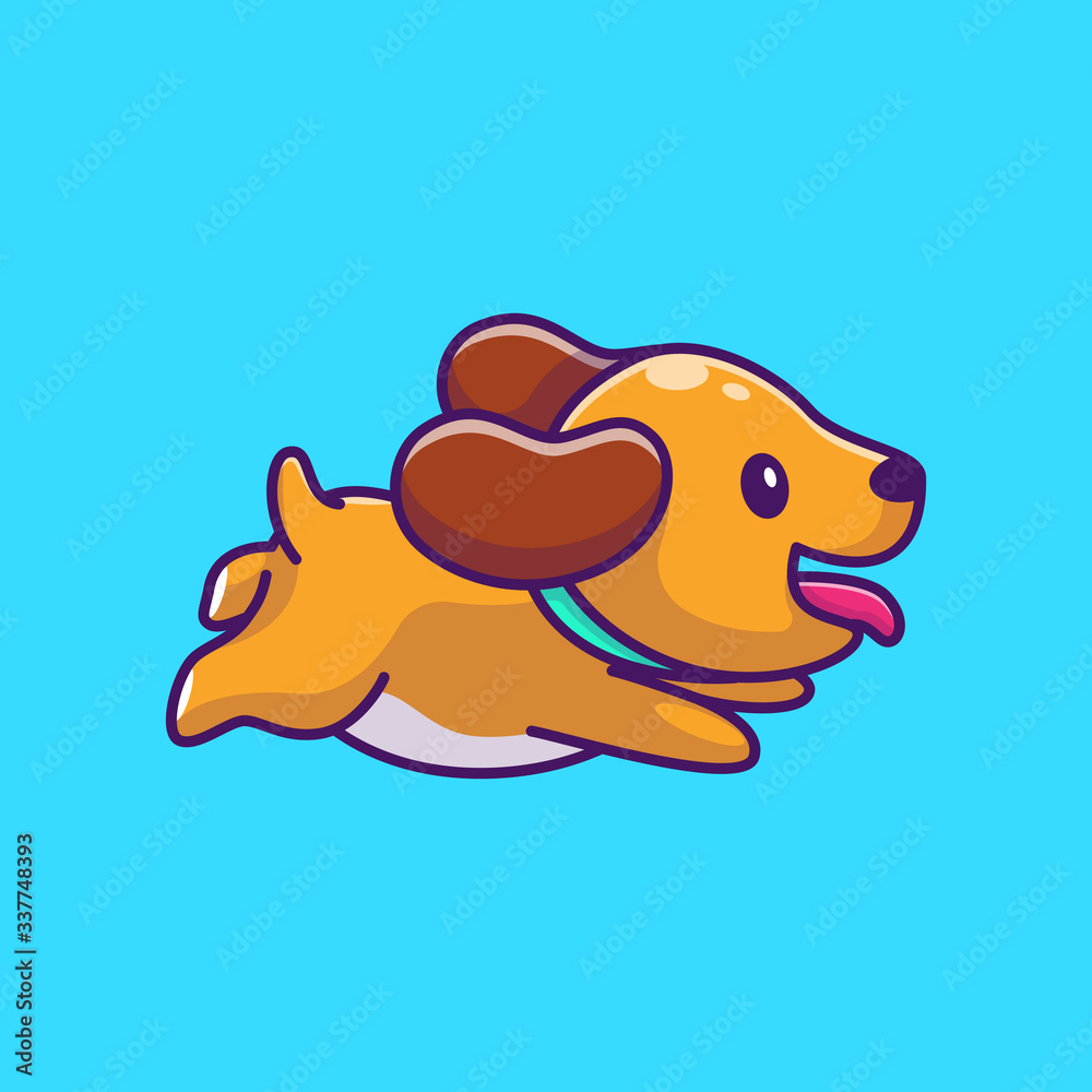 Cute Dog Running Vector Icon Illustration. Puppy Dog Mascot Cartoon ...