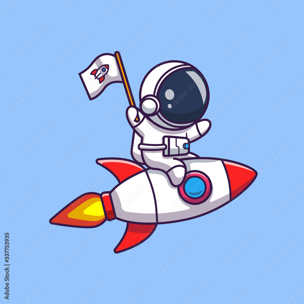 Astronaut Riding On Rocket Vector Icon Illustration. Spaceman Mascot ... Astronaut Riding On Rocket Vector Icon Illustration. Spaceman Mascot ...