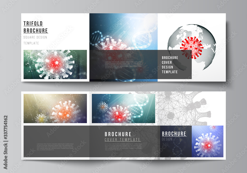 Vector layout of square covers templates for trifold brochure, flyer ...