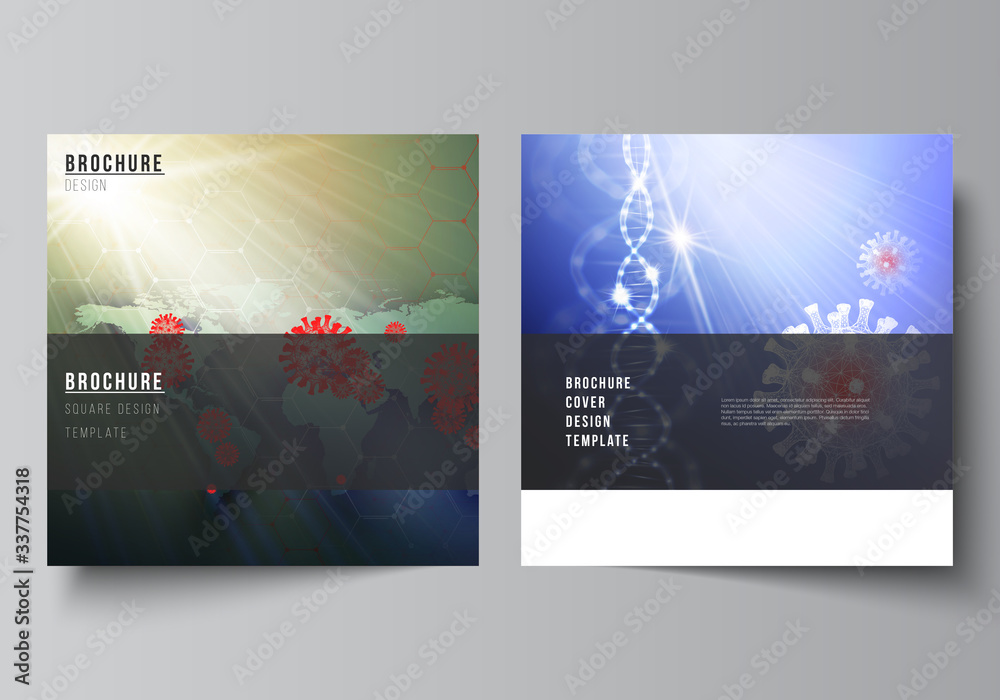 Vector layout of two square cover templates for brochure, magazine ...