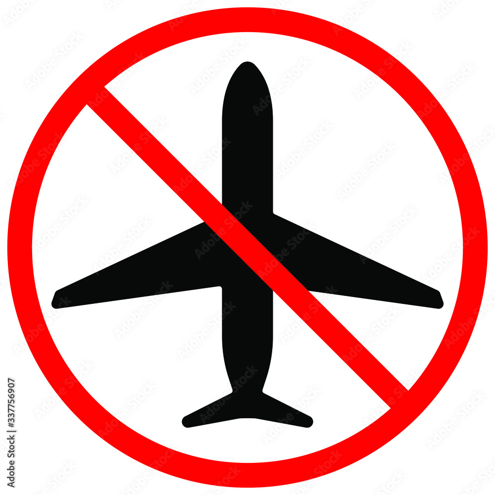 no plane sign no flight sign Stock Vector | Adobe Stock