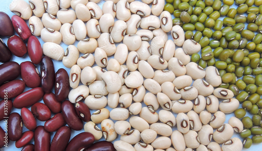Three widely consumed beans in India in isolated background. These are ...