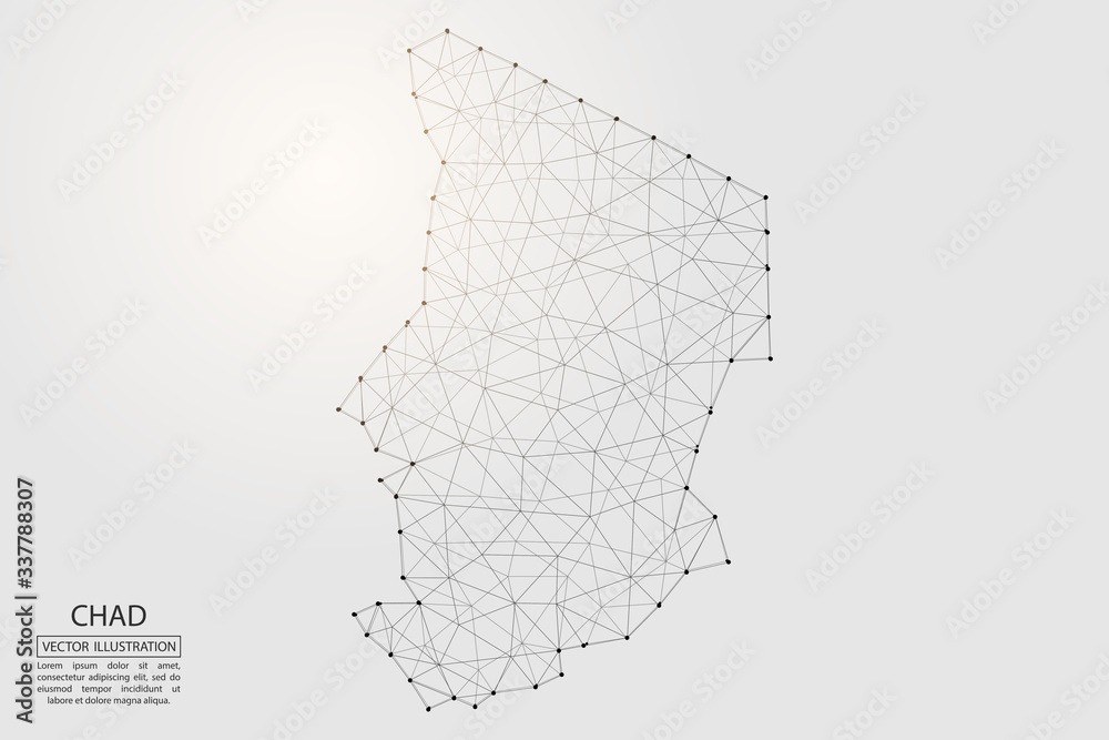 A map of Chad consisting of 3D triangles, lines, points, and ...